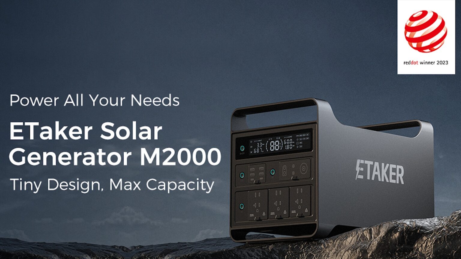 1台でも最大2kW、10台を専用のアダプタを使って接続すると最大20kW出力が可能なポータブルバッテリー「ETaker Power ...